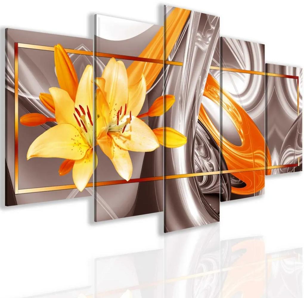 Malvis ® Obraz Abstraktní lilie zlatá Velikost: 100x50 cm