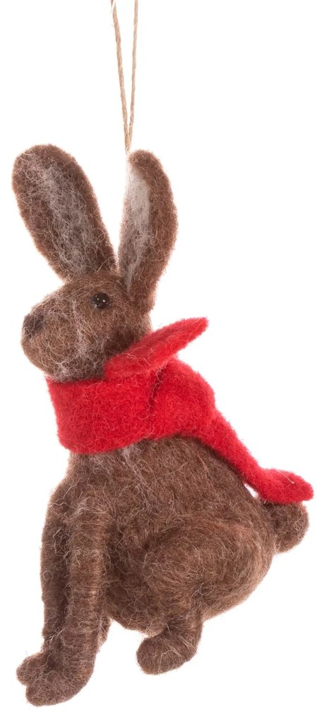 sass & belle Plstěná vánoční ozdoba Hare, hnědá barva, textil
