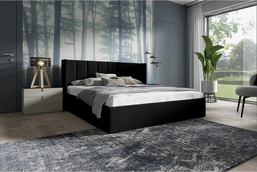 Eka Čalouněná postel EVEREST - Kronos 90x200 cm Barva látky: Pudrově růžová (Kronos 52), Úložný prostor: S dřevěným rámem úložného prostoru