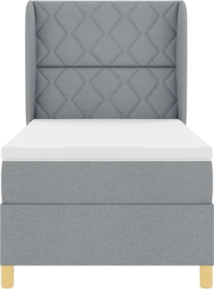 Postel s boxspringem s čelo Světle šedá 200 x 90 cm textil 3340795