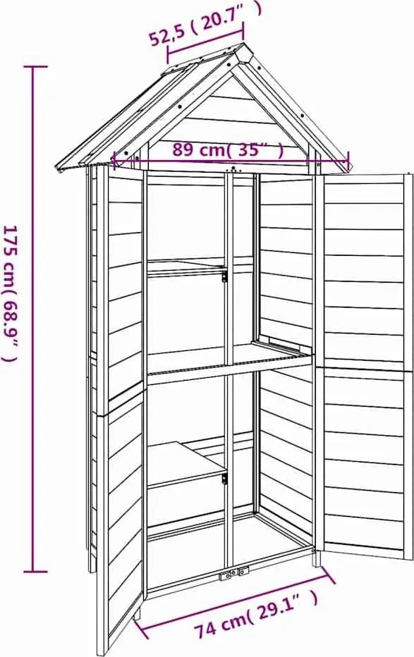 vidaXL Zahradní přístřešek na nářadí 89 x 52,5 x 175 cm borovice [172244] Barva: Šedá