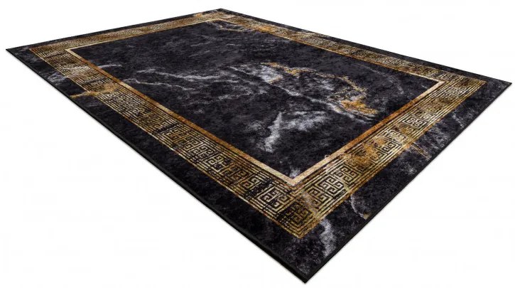 Dywany Łuszczów, Kusový koberec Miro 51278.809 Marble black / gold, 80x150, černá, chodba / předsíň