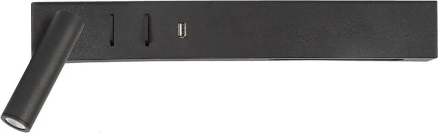 Matně černé kovové LED nástěnné svítidlo s ohybatelnou konstrukcí/s USB portem Vida – Nova Luce