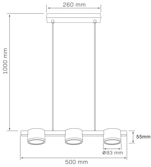 LED Lustr na lanku MIRELLA 3xGX53/6W/230V černá