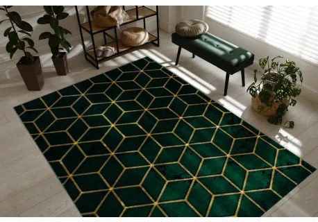 koberec EMERALD výhradní 1014 glamour, stylový krychle lahvově zel velikost 120x170 cm | krásné koberce cz