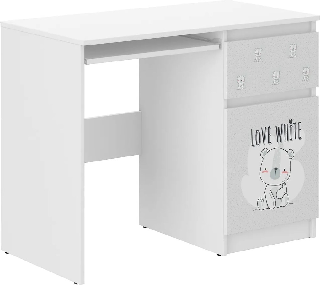 Wooden Toys Dětský psací stůl N-33 BÍLÝ MEDVÍDEK