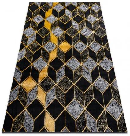 Moderní kusový koberec GLOSS 400B 86 3D Šestihran černý / zlatý / šedý Rozměr: 80x150 cm
