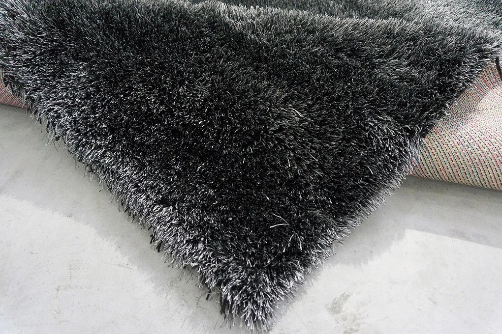 BE Koberec Seven Soft 7901 BLACK GREY - černý obdélníkový Rozměr: 60x100 cm