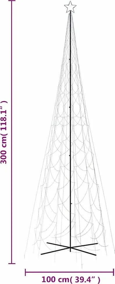 vidaXL Vánoční stromek kužel 3 000 ch LED diod 230 x 800 cm [343515] Barva: Studená bílá
