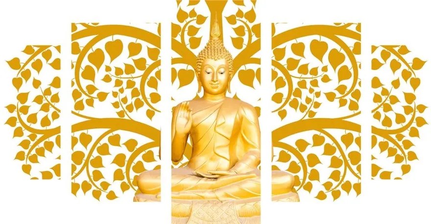 5-dílný obraz Budha se stromem života - 100x50 cm