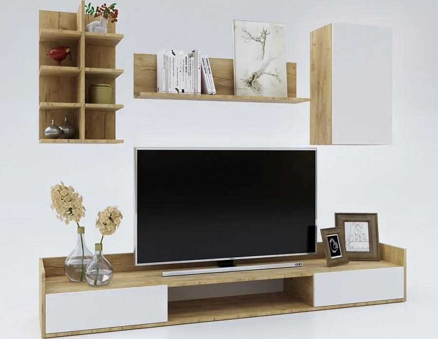 Casarredo - Komfort nábytek Obývací stěna, sestava ENBRUN dub kraft zlatý/bílá mat