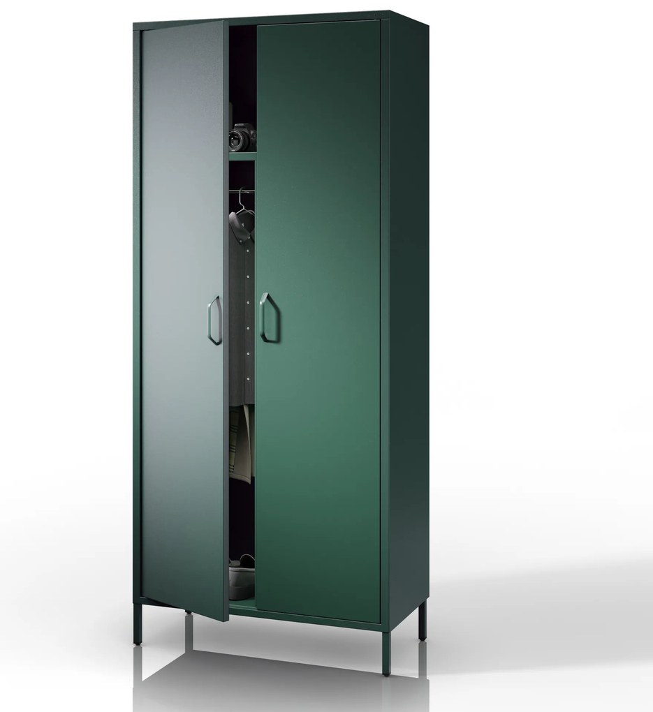 Šatní skříň FLAVIO, 800 x 1850 x 450 mm, Modern: zelená láhev barva
