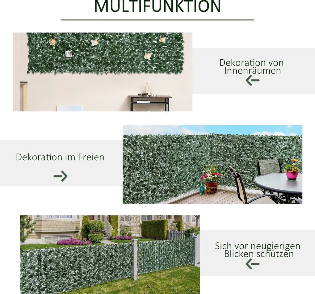 Outsunny Umělý živý plot 300 x 150 cm Tmavě zelená pro zahradní balkonové stěny | Aosom.de