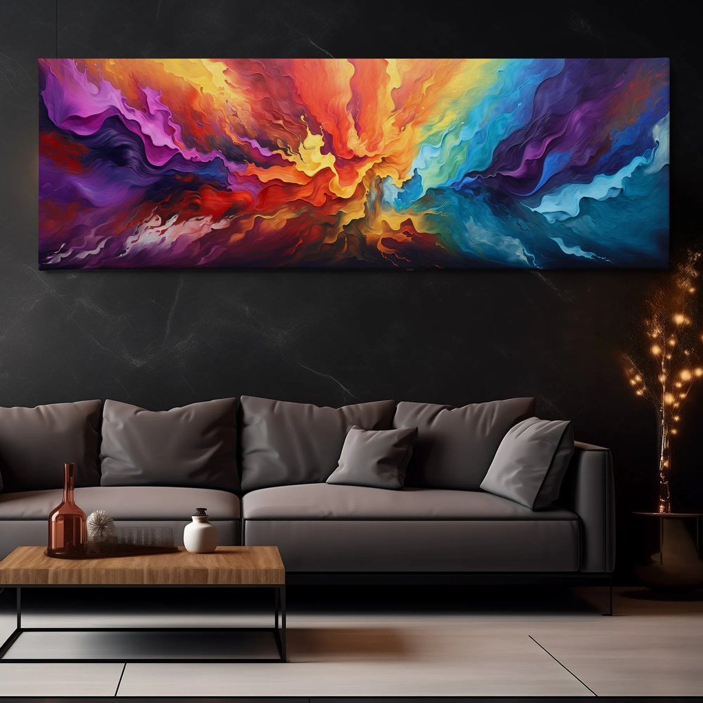 Obraz na plátně - Tříštivý proud FeelHappy.cz Velikost obrazu: 120 x 40 cm