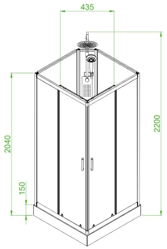 BPS-koupelny Hydromasážní box HYD-LI100, 90x90 cm, kartáčovaný chrom/transparent