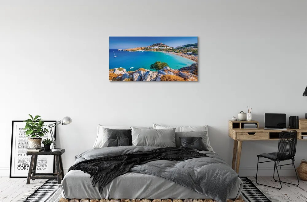 Obrazy na plátně Řecko pobřeží beach panorama 125x50 cm