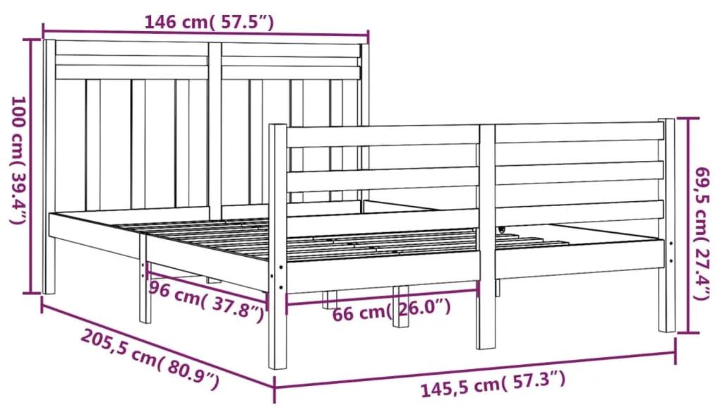 Rám postele bílý masivní dřevo 140 x 200 cm,  3105316