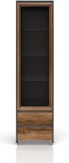 Prosklená vitrína Kubik 3, LTD, šedý wolfram / dub monument, 52x198x40 cm
