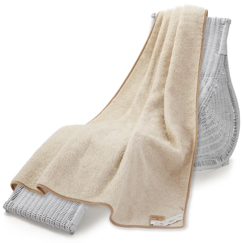 Wooline Hřejivá Merino vlněná deka Thumbled béžová Rozměr: 75 x 100 cm