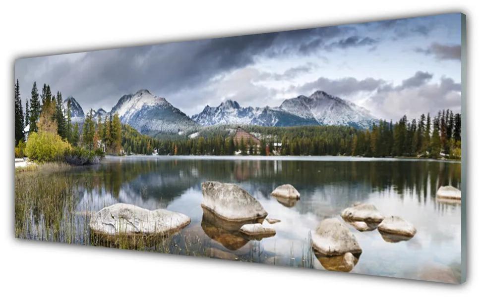 akrylový obraz Jezero Hory Les Krajina 125x50 cm