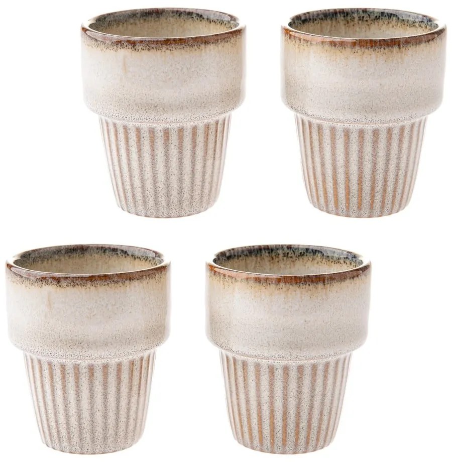 Krémové keramické šálky v sadě 4 ks na espresso 100 ml Tone – Dakls
