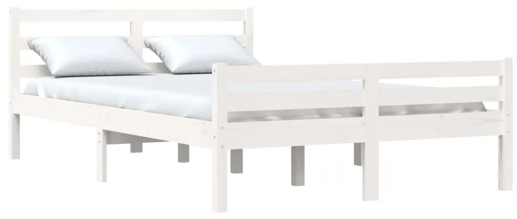 Rám postele bílý masivní dřevo 135 x 190 cm dvojlůžko,  814795