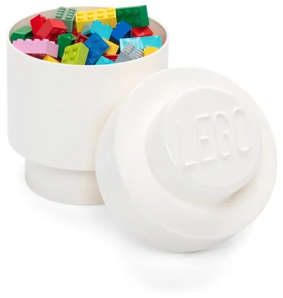 Bílý úložný kulatý box LEGO®, ⌀ 12,5 cm