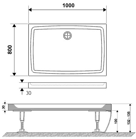 Ravak Sprchová vanička obdelníková hladká 80×100 cm - bílá,     GIGANT PRO 80×100 FLAT   XA03A411010 GIGANT PRO 80×100 FLAT