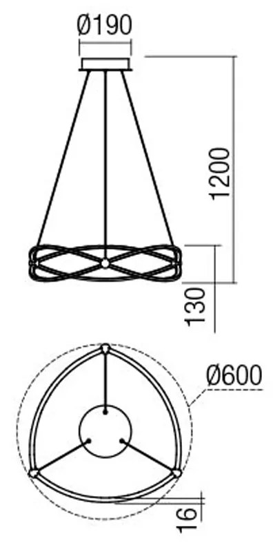 Redo 01-2252 závěsné LED stmívatelné svítidlo Quark pískově černé, 40,5W, 3000K, ø60cm