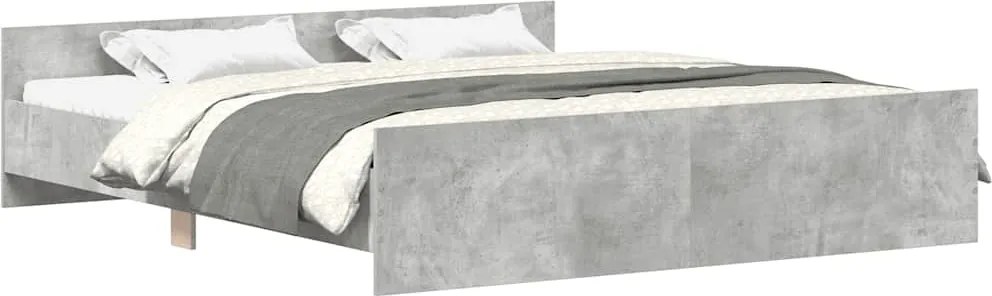 Rám postele s hlavovým a nožním čelem betonově šedý 180x200 cm 3203771