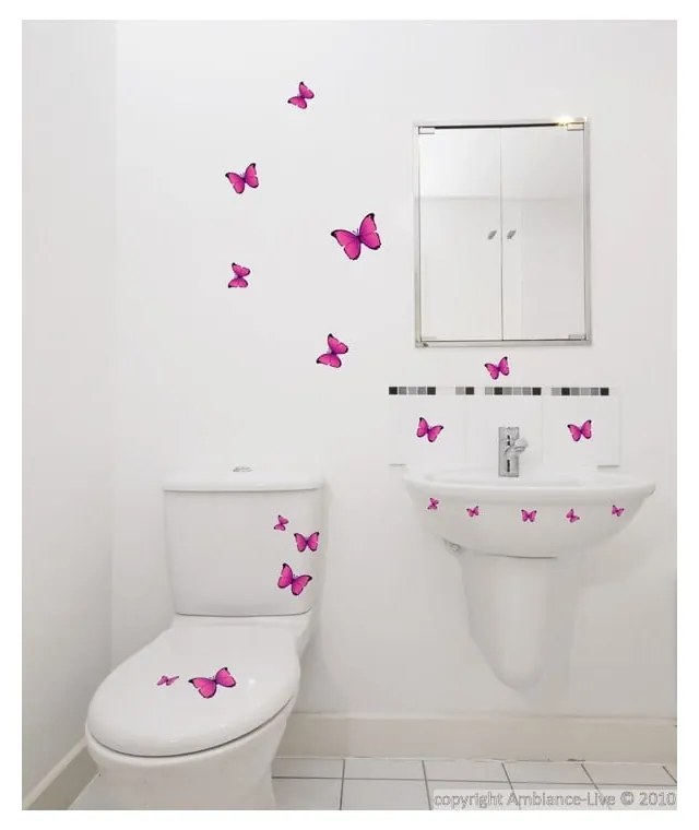 Sada 18 samolepek Fanastick Pink Butterflies