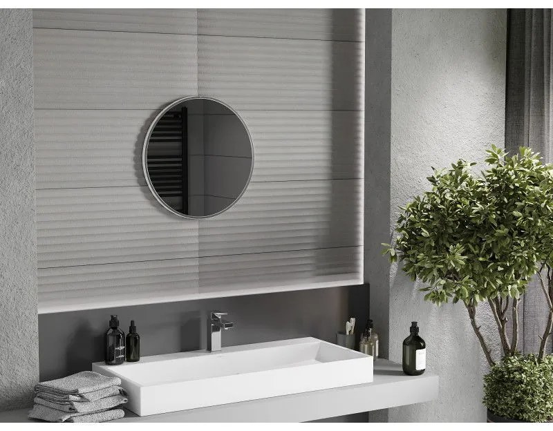 Mexen Loft, kulaté koupelnové zrcadlo 40 cm, barva rámu broušená ocel, 9850-040-040-000-10