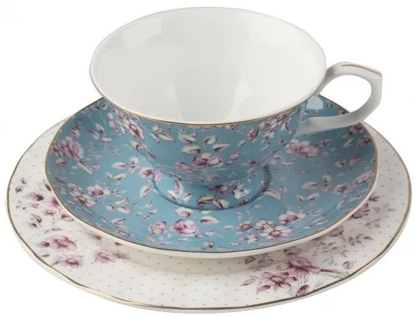 Creative Tops Katie Alice Ditsy Floral Porcelánový šálek s podšálkem a dezertním talířkem Blue 200 ml