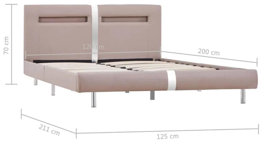 Petromila Rám postele s LED cappuccino umělá kůže 120 x 200 cm
