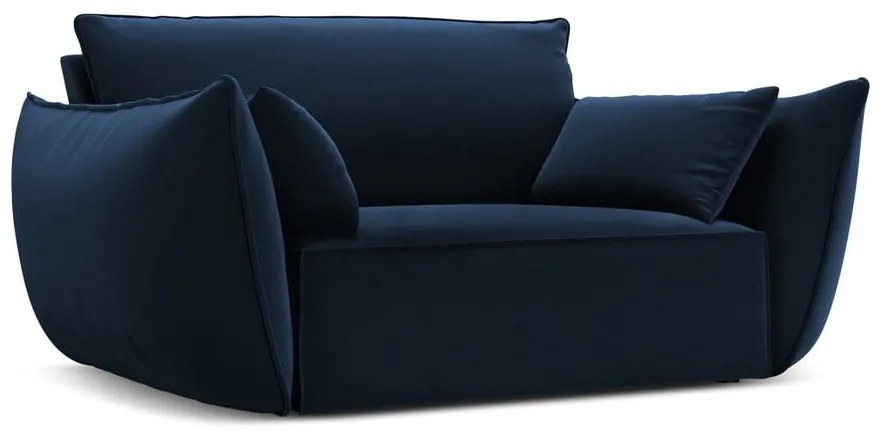 Tmavě modré sametové křeslo Vanda – Mazzini Sofas