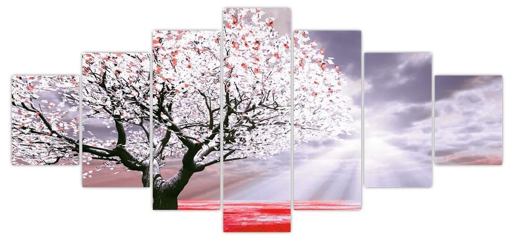 Červený obraz stromu (210x100 cm)