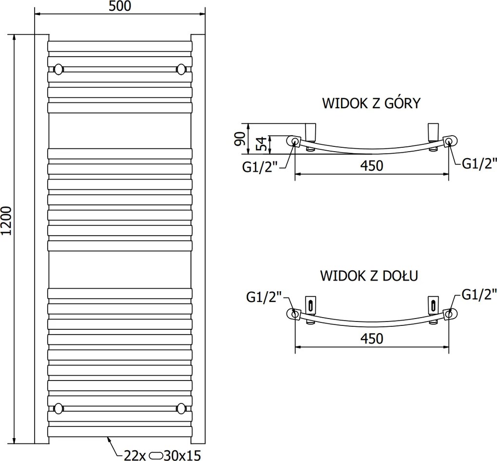 Mexen Helios, elektrické topné těleso 1200x500 mm + topná tyč 600 W, chromová, W103-1200-500-2600-01