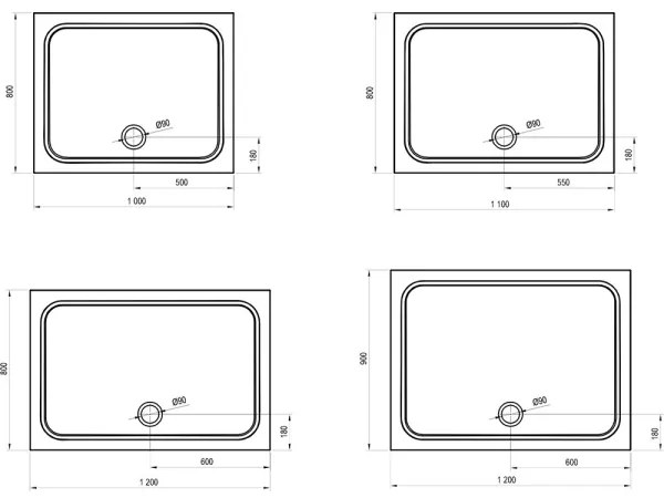 Ravak XA04A701010 - Sprchová vanička obdélníková GIGANT 100x90 cm bílá