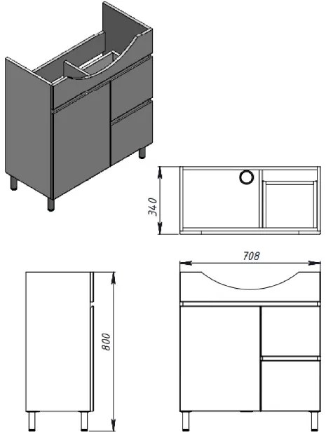 Lavedo Auriga 75 koupelnová skříňka s umyvadlem