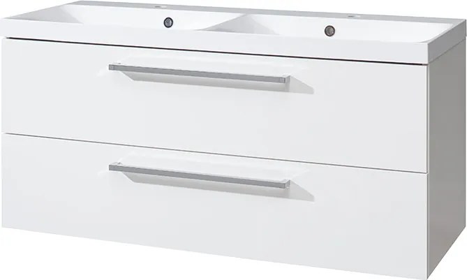 Mereo Mereo, Bino, koupelnová skříňka s umyvadlem z litého mramoru 121 cm, bílá, dub, CN663M