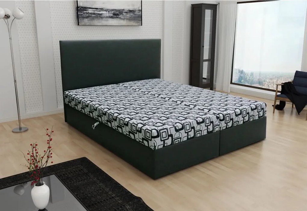 Manželská postel TOM včetně matrace, 160x200, Dolaro 8 černý/Siena šedý