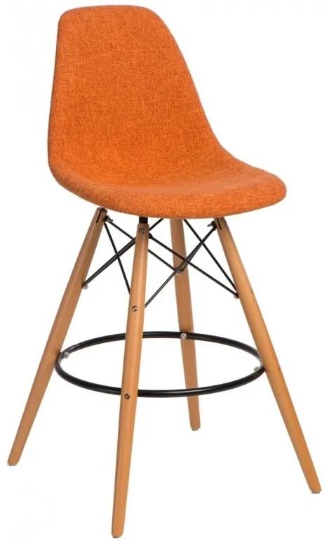 Designová barová židle DSW čalouněná, oranžová/šedá
