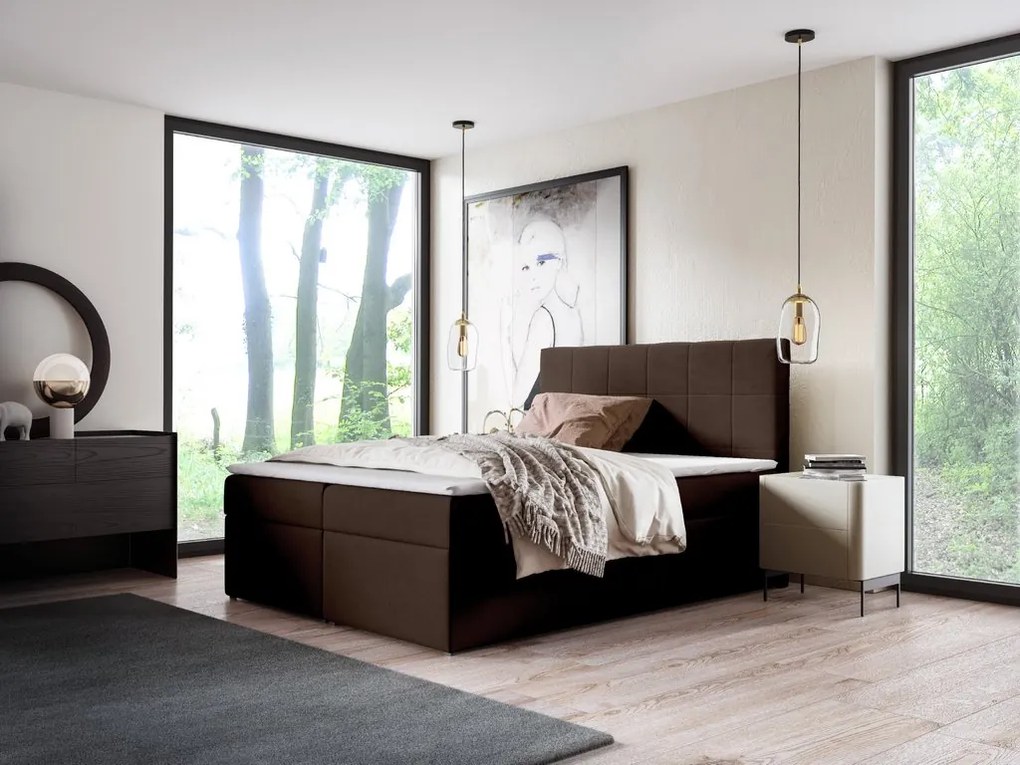 Eka Kontinentální čalouněná postel SMART - Trinity (90x200 cm) Barva látky Trinity: Černá (Trinity 2316)