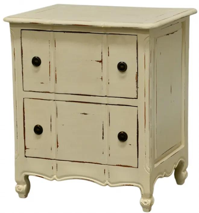 Bramble Furniture Noční stolek Provence, větší, bílá patina