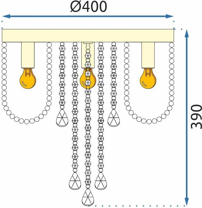 Toolight Toolight, křišťálové stropní svítidlo 3xE14, APP1625-3C, zlatá, OSW-04128