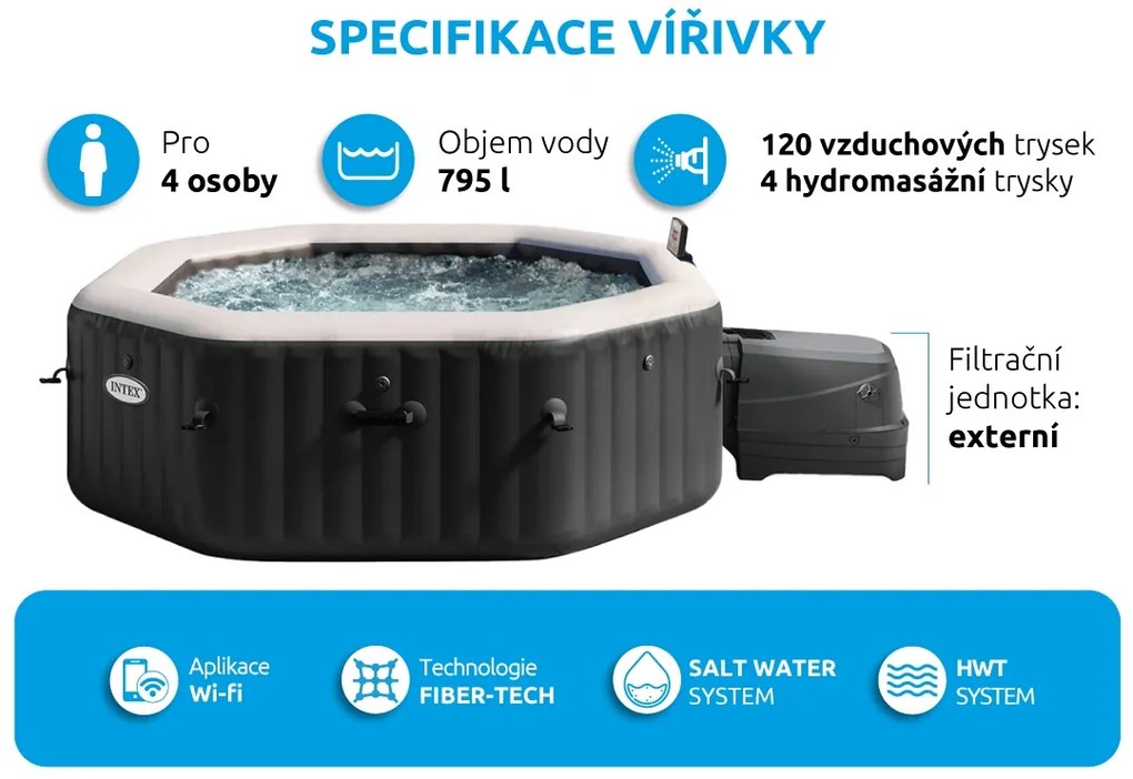 Intex 28458 PureSpa Jet & Bubble Deluxe Octagon