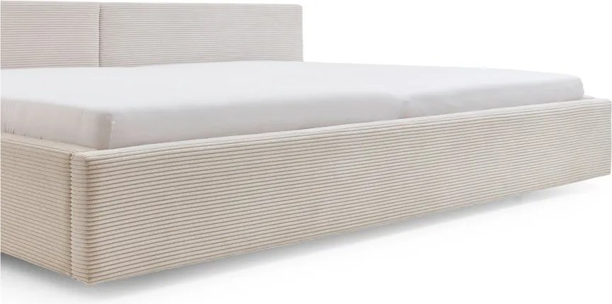 Béžová čalouněná dvoulůžková postel s úložným prostorem s roštem 200x240 cm Cube – Meise Möbel