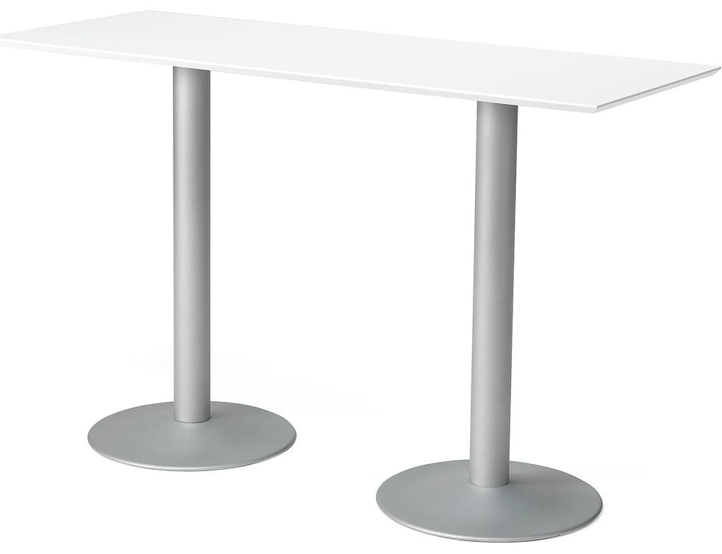 AJ Produkty Barový stůl BIANCA, 1800x700 mm, HPL, bílá/hliníkově šedá