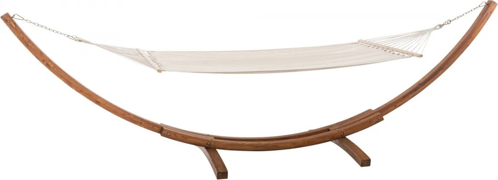 Houpací síť Miramar 400 x 120 x 107 cm - dřevěný rám - Krémová