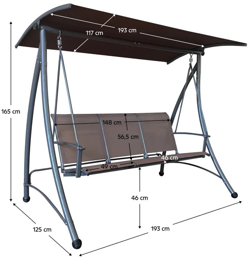 Kondela Zahradní houpačka, hnědá/tmavě šedá, LAMIA